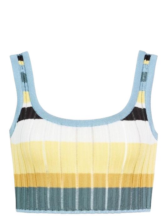 ALAÏA Alaia Striped Ribbed-Knit Tank Top
